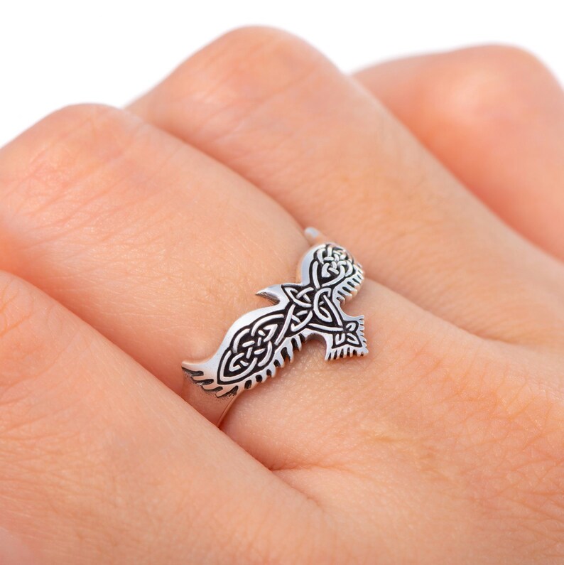 Viking Raven Celtic Knotwork Triquetra Sterling Silver Unisex Pagan ...