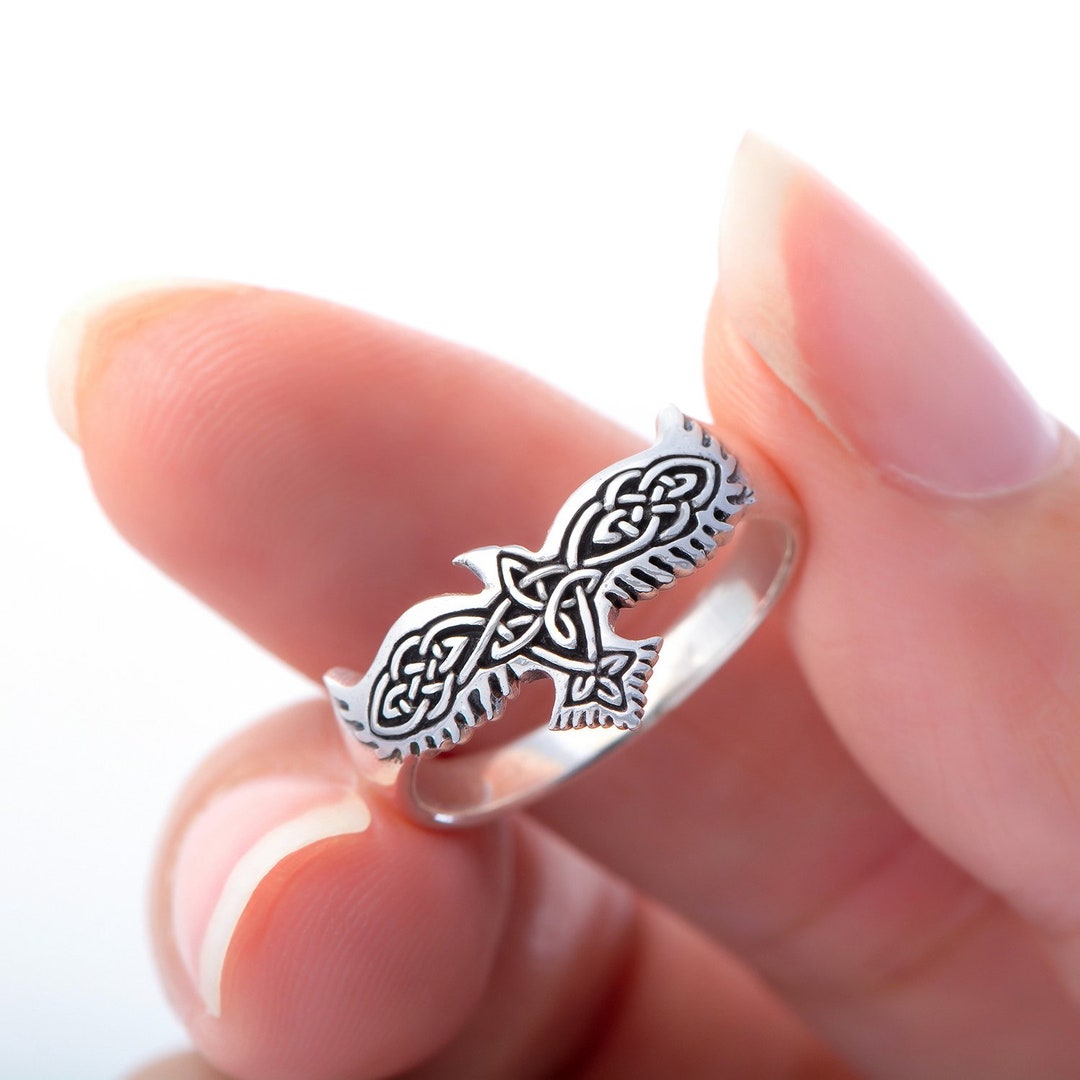Viking Raven Celtic Knotwork Triquetra Sterling Silver Unisex Pagan ...