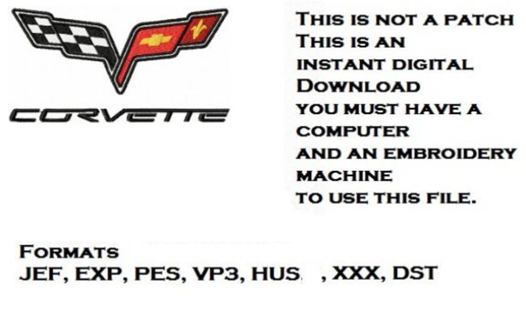 Chevrolet Corvette Machine Embroidery Design - Etsy Canada