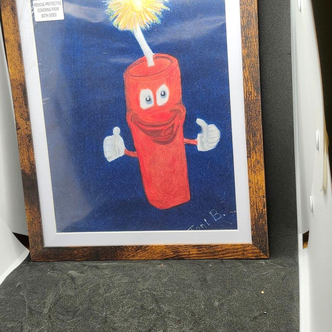Handmade Framed Colored Pencil Drawing TNT Firecracker - Etsy