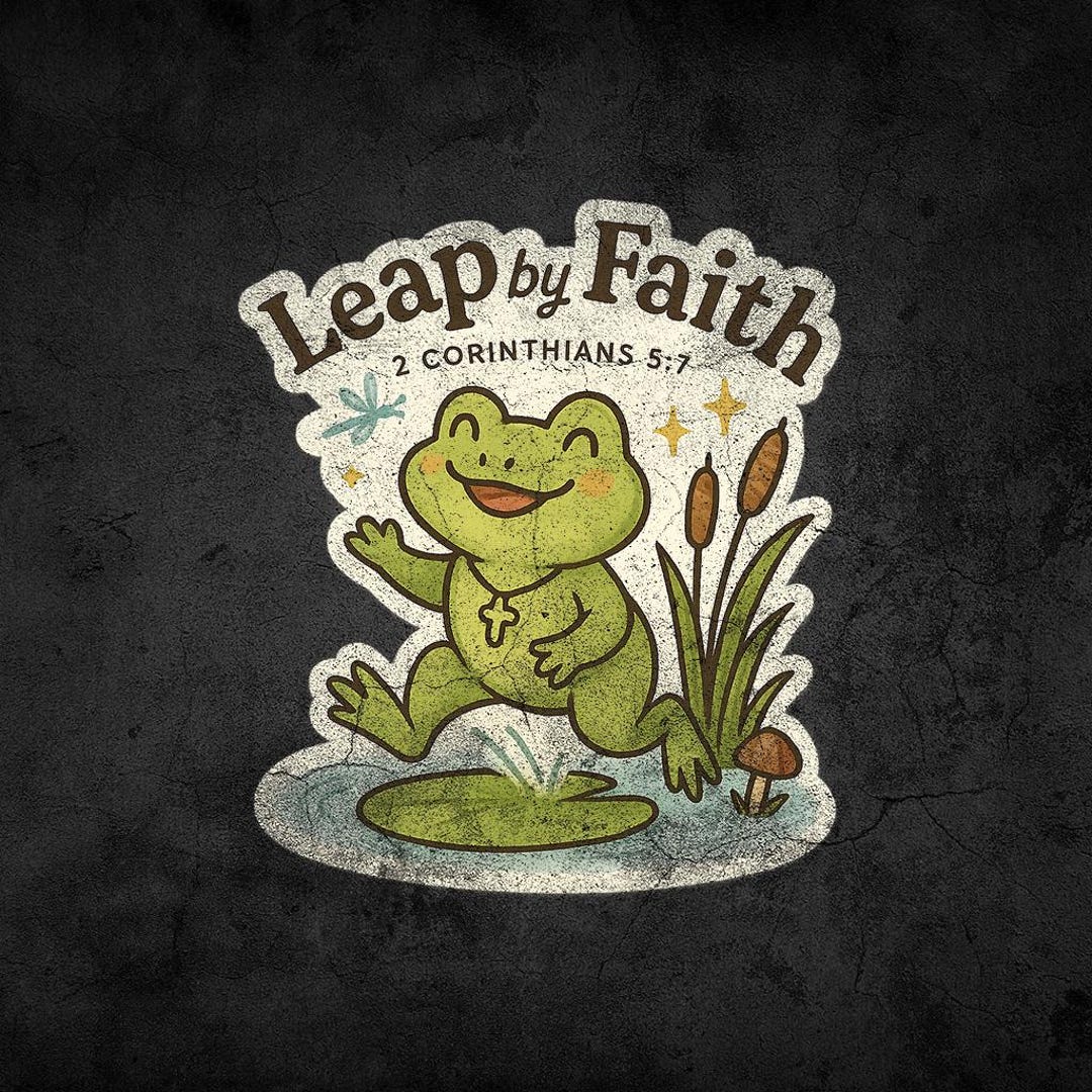 Leap of Faith Frog PNG Christian Clipart With Bible Verse for Shirts ...
