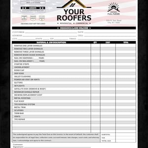 Roofing Invoice Template for Contractors – Editable Form for Roof ...