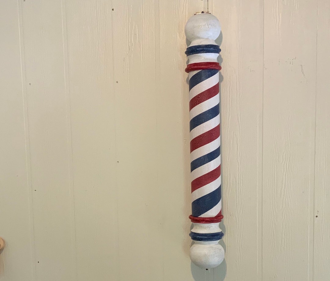 Barber Pole Rustic Finish hand Turned From Solid Poplar and - Etsy