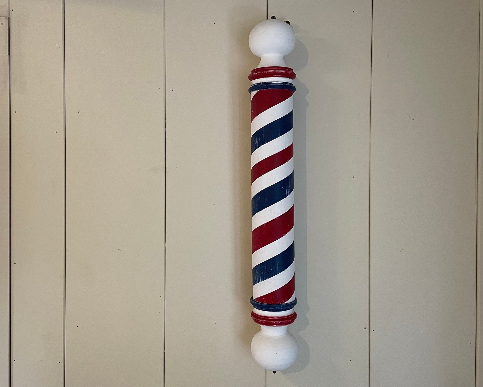 Barber pole rustic finish hand turned from solid poplar and | Etsy