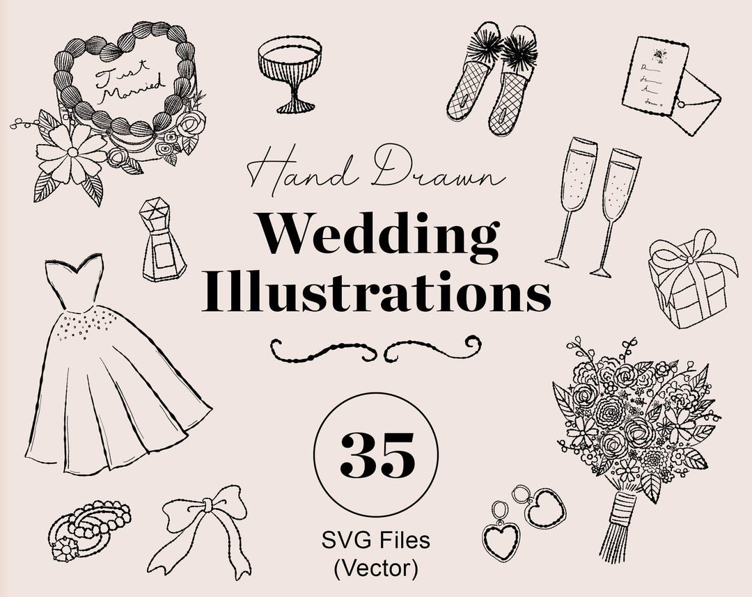 35 Hand Drawn Wedding Icons | SVG Vector Files | Wedding Clip Art ...