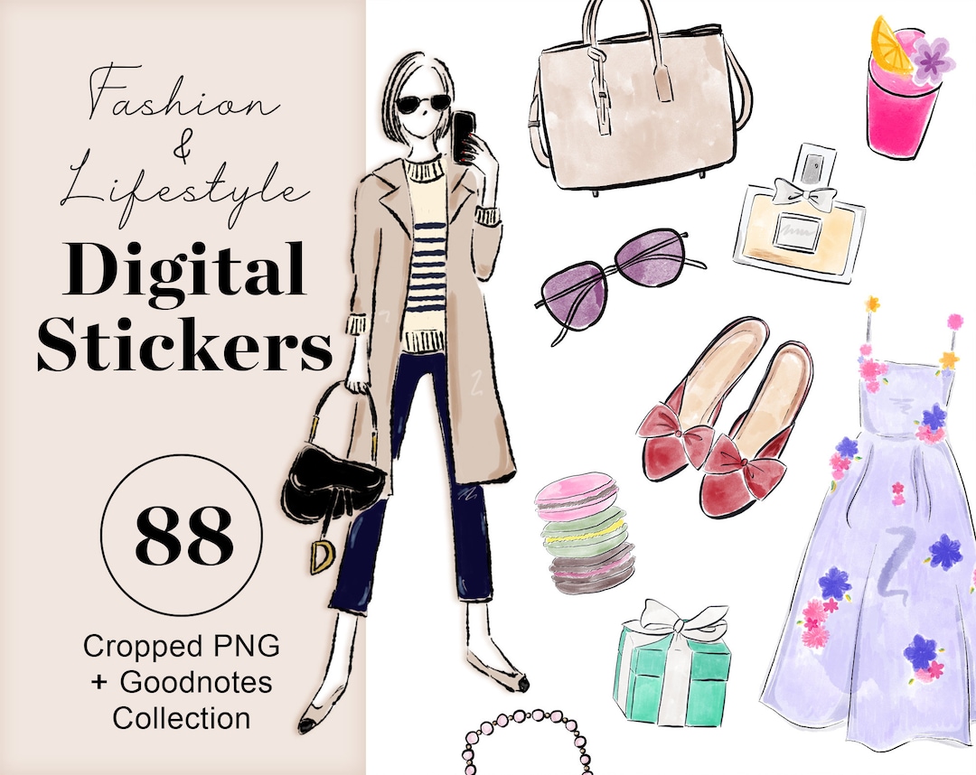Fashion & Lifestyle Digital PNG Stickers for Canva and Goodnotes ...
