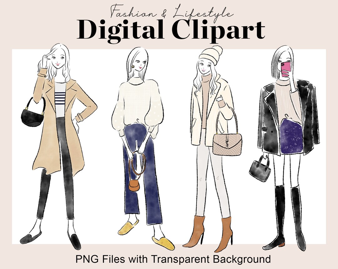 Fashion Girl Clipart, Hand-drawn Style, Transparent PNG (digital ...