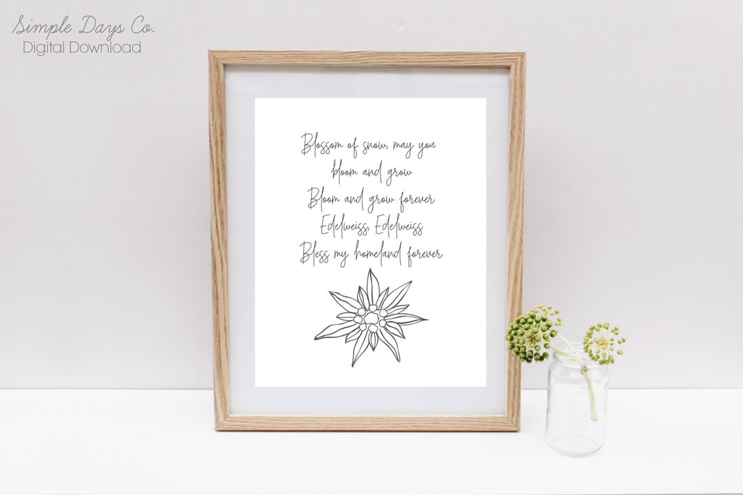 Digital Download Edelweiss Flower & Lyrics Edelweiss Song - Etsy UK