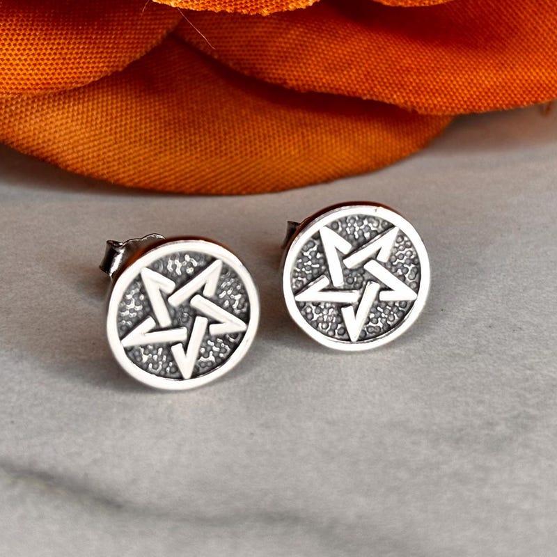 925 Pentagram Earrings - Etsy