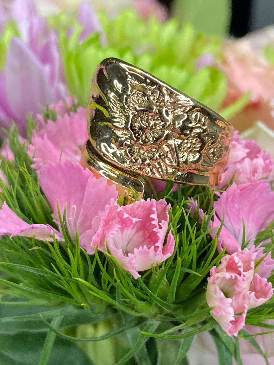 Gold Spoon Ring Jubilee Pattern - Etsy