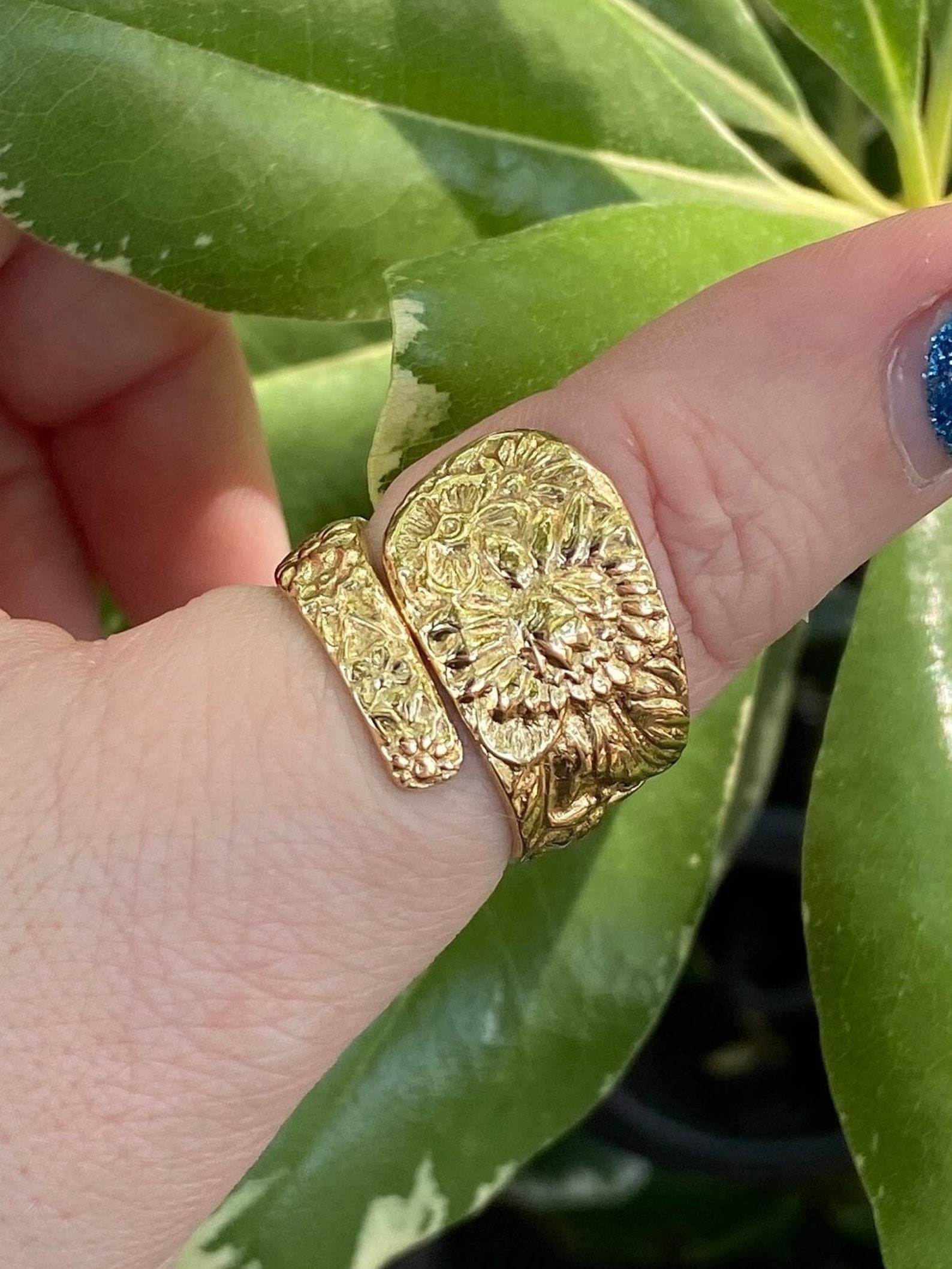 Gold Spoon Ring: Vintage Repousse Pattern, Adjustable Replica - Etsy