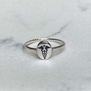 Caduceus Ring Sterling Silver 925 Medical Nursing Doctor Staff of ...