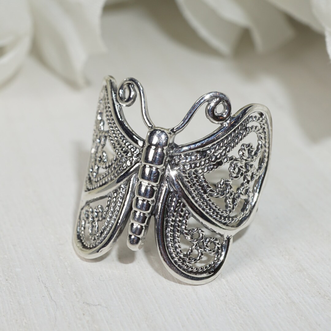 Sterling Silver (.925) Butterfly Ring Filigree - Etsy