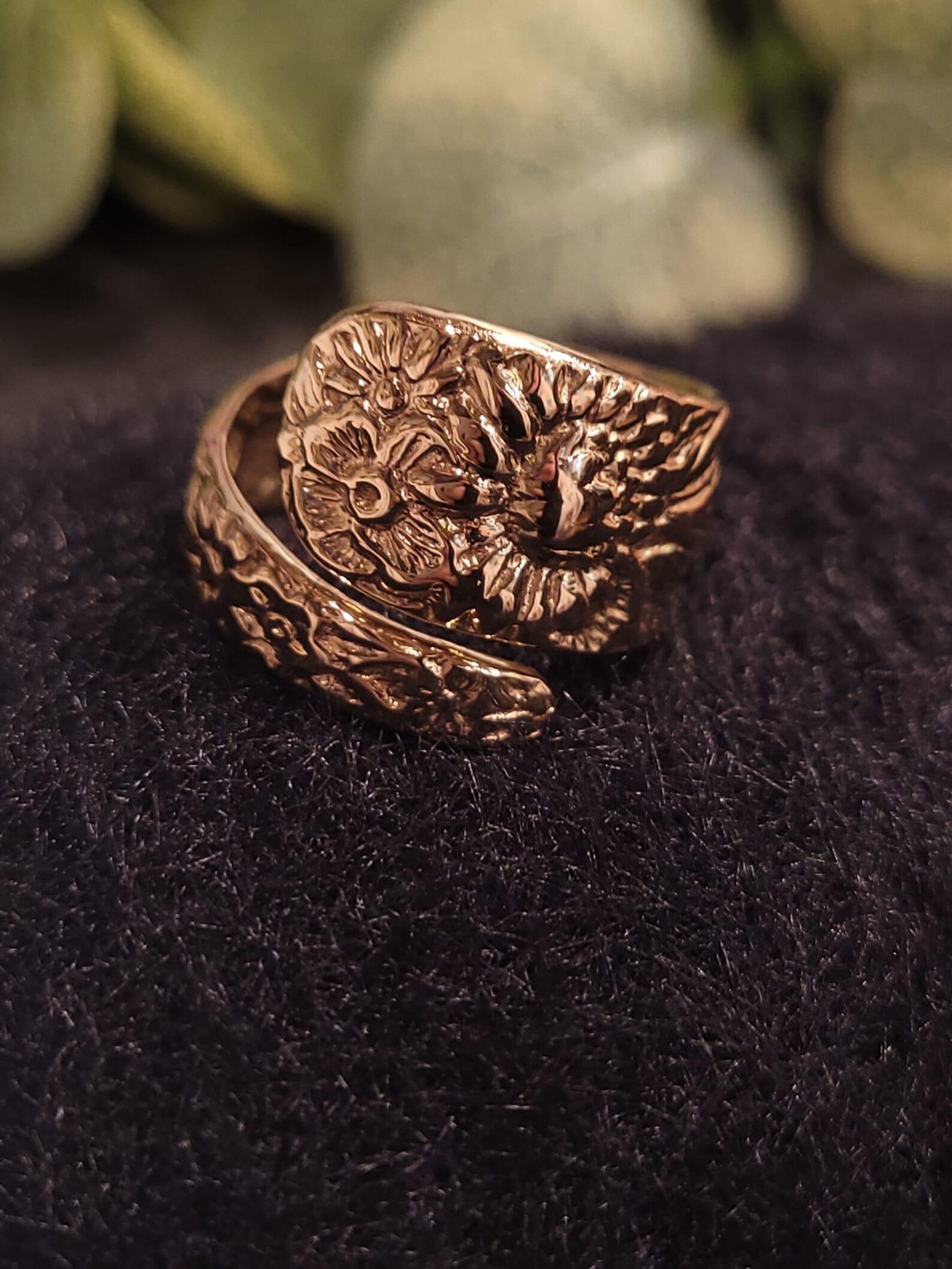 Gold Spoon Ring: Vintage Repousse Pattern, Adjustable Replica - Etsy