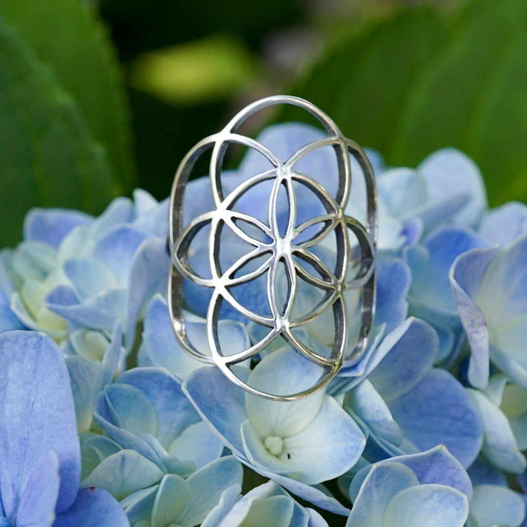 Seed of Life Ring Sterling Silver Sacred Geometry Jewelry 925 - Etsy