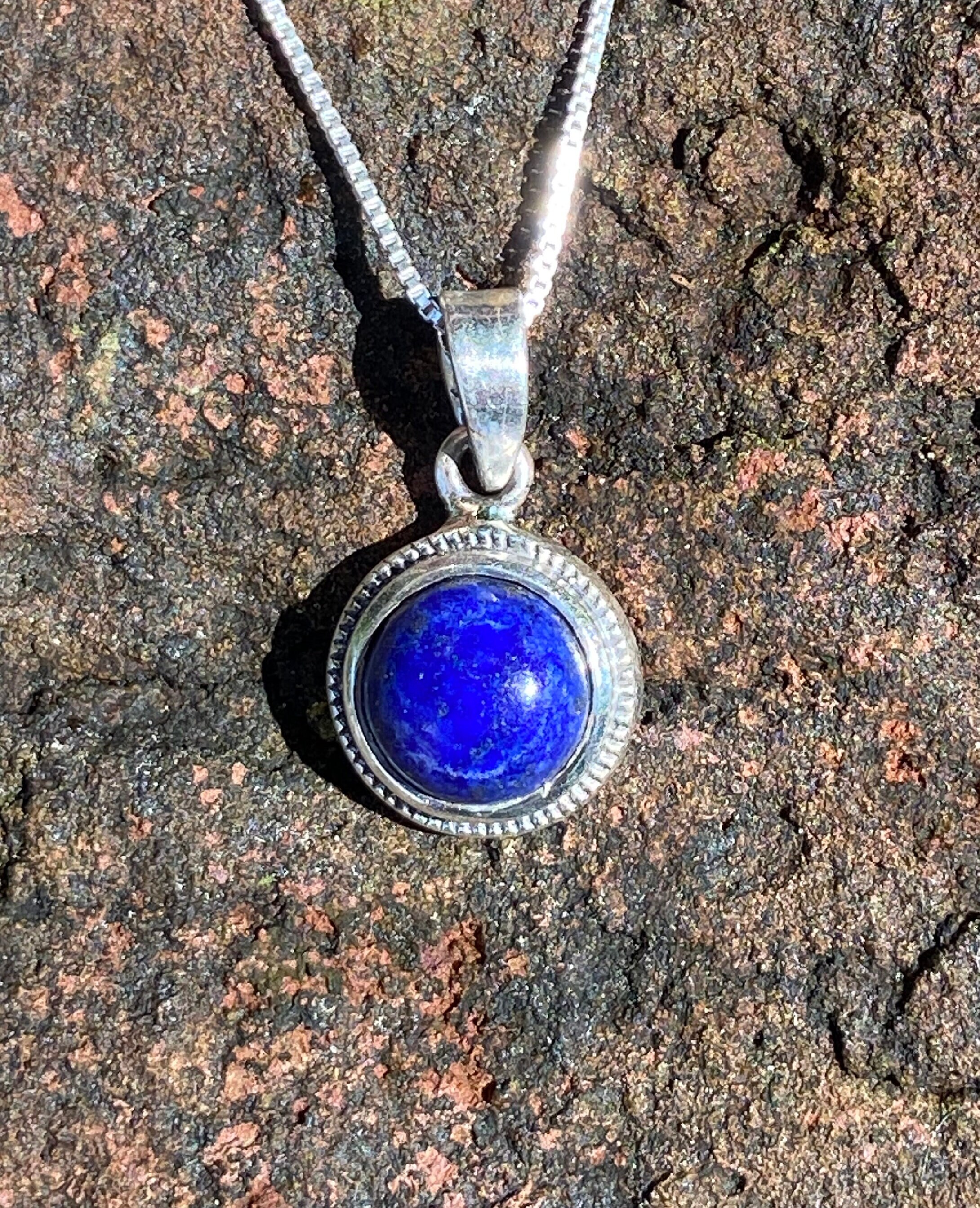 Sterling Silver Also Lapis Dainty Round Pendant - Etsy