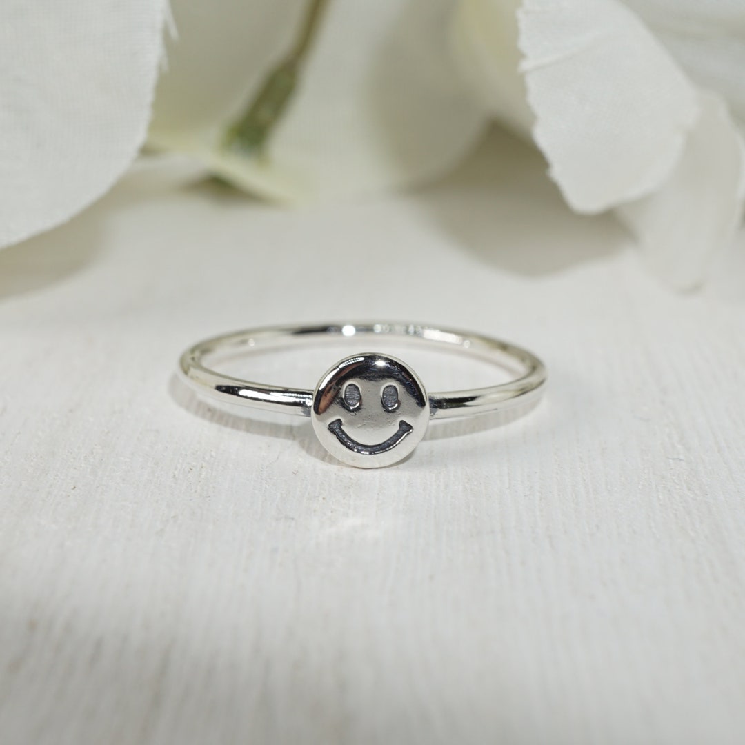 Sterling Silver Happy Face Smiley Face Ring Smile Sterling Silver Ring ...