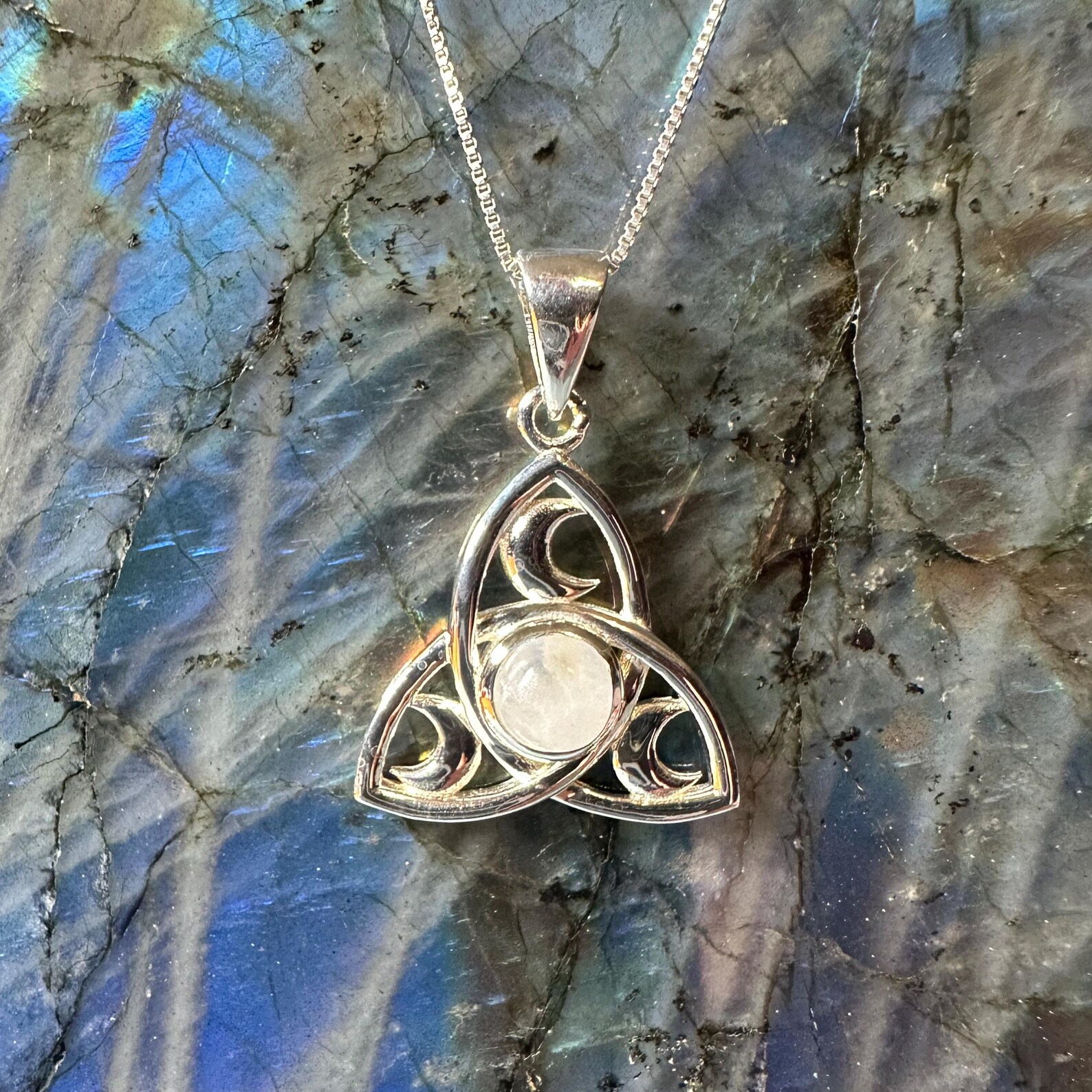 Celtic Triquetra Infinity Moonstone Trinity Knot Moon Pendant Sterling ...