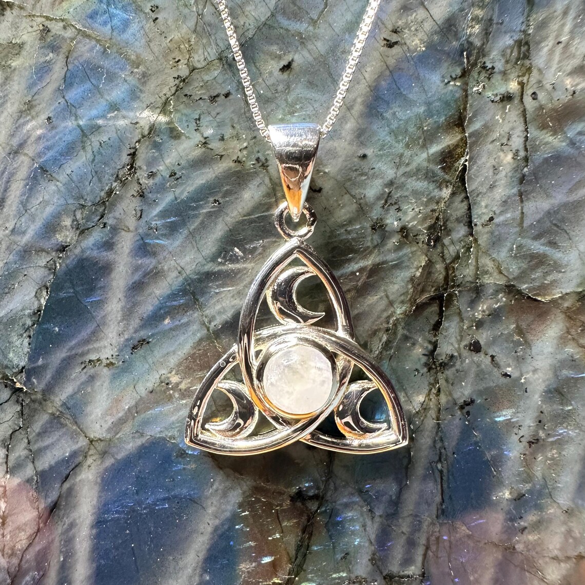Celtic Triquetra Infinity Moonstone Trinity Knot Moon Pendant Sterling ...