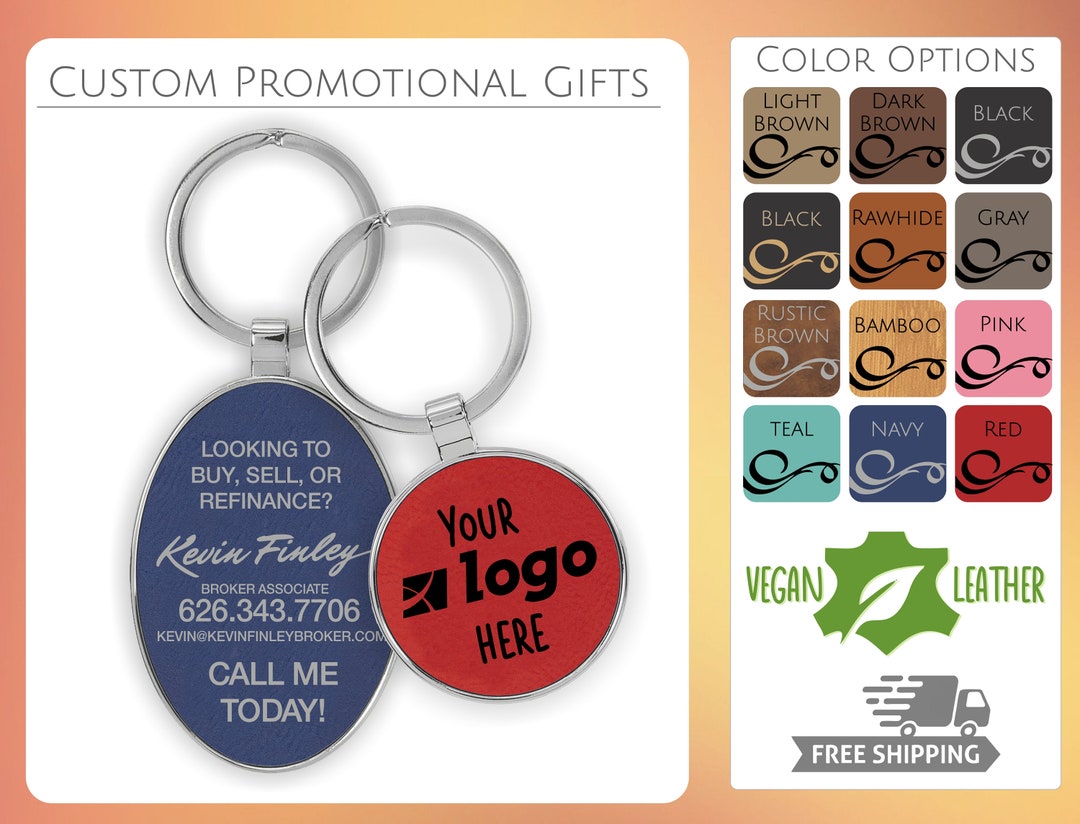 Custom Business Vegan Leather Key Chains (w/ Metal Backing) - CUSTOM ...