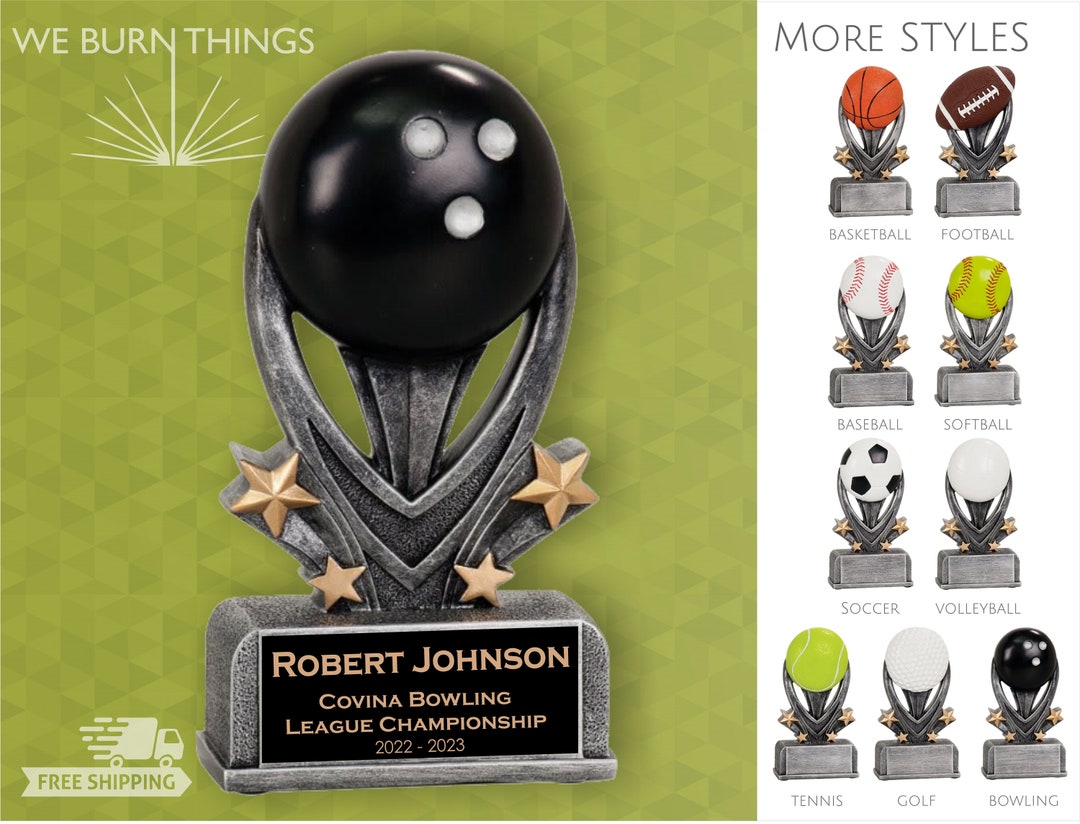 BOWLING TROPHY - Sport Resin Trophies - Free Shipping - Custom Engraved ...