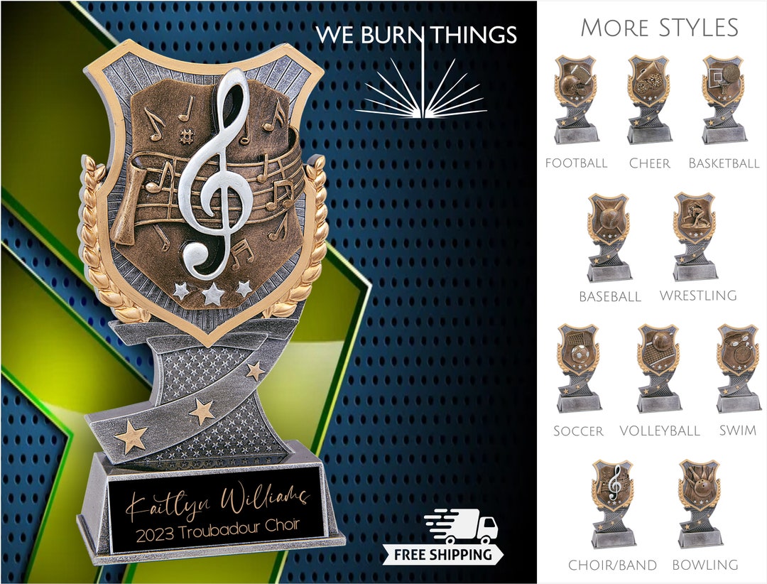 MUSIC TROPHY - Shield Resin Trophies - ** Free Shipping ** - Custom ...