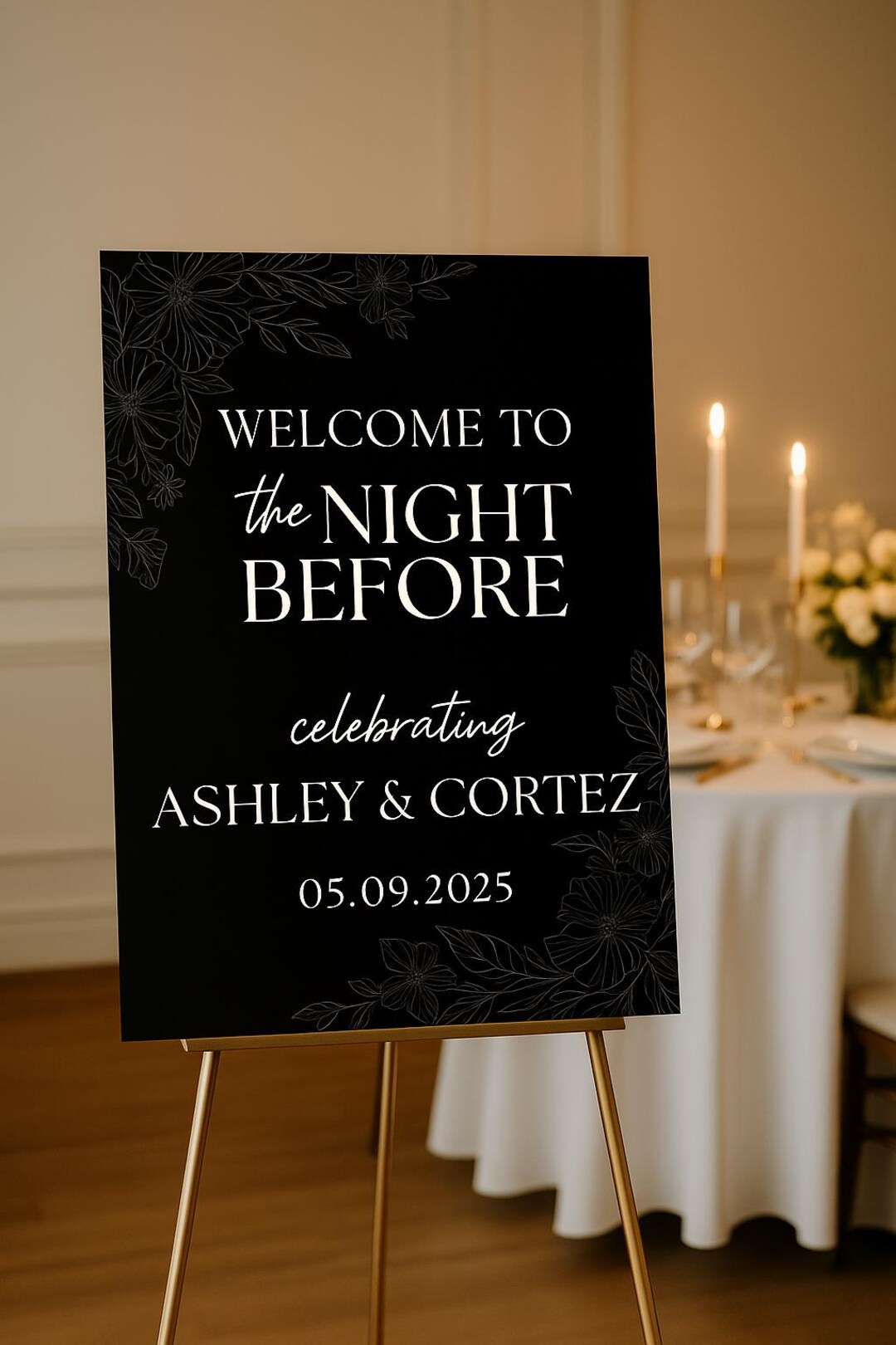 Editable “the Night Before” Welcome Sign Template – Black & White ...