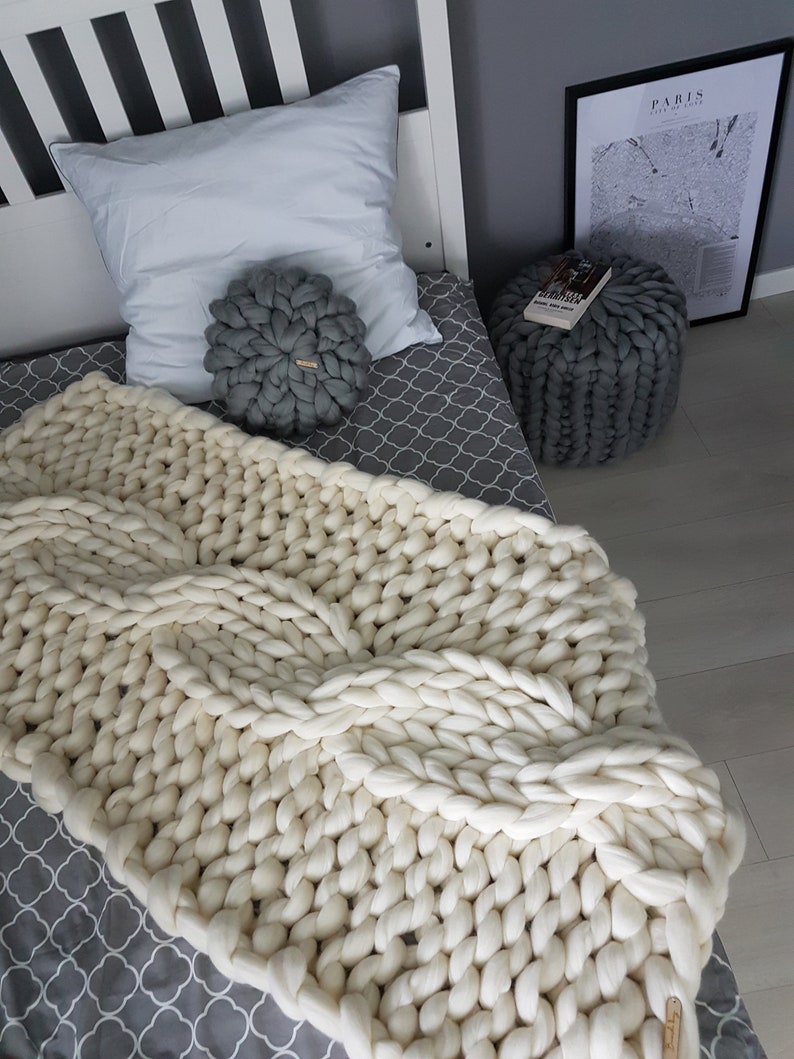 Blanket With Braid Braid Pattern Chunky Knit Blanket. Super - Etsy