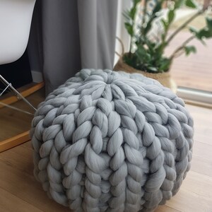 NEW Chunky Knitted Pouf, Knitted Pouffe, Knitted Pouf Ottoman, OTTOMAN Knit Pouffe, Giant Loop ...