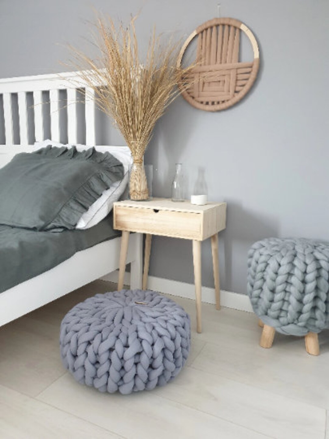 Chunky Pouf, Knitted Pouf, Knitted Pouffe, Knitted Ottoman, CHUNKY Knit Pouffe, Giant Loop Pouf ...