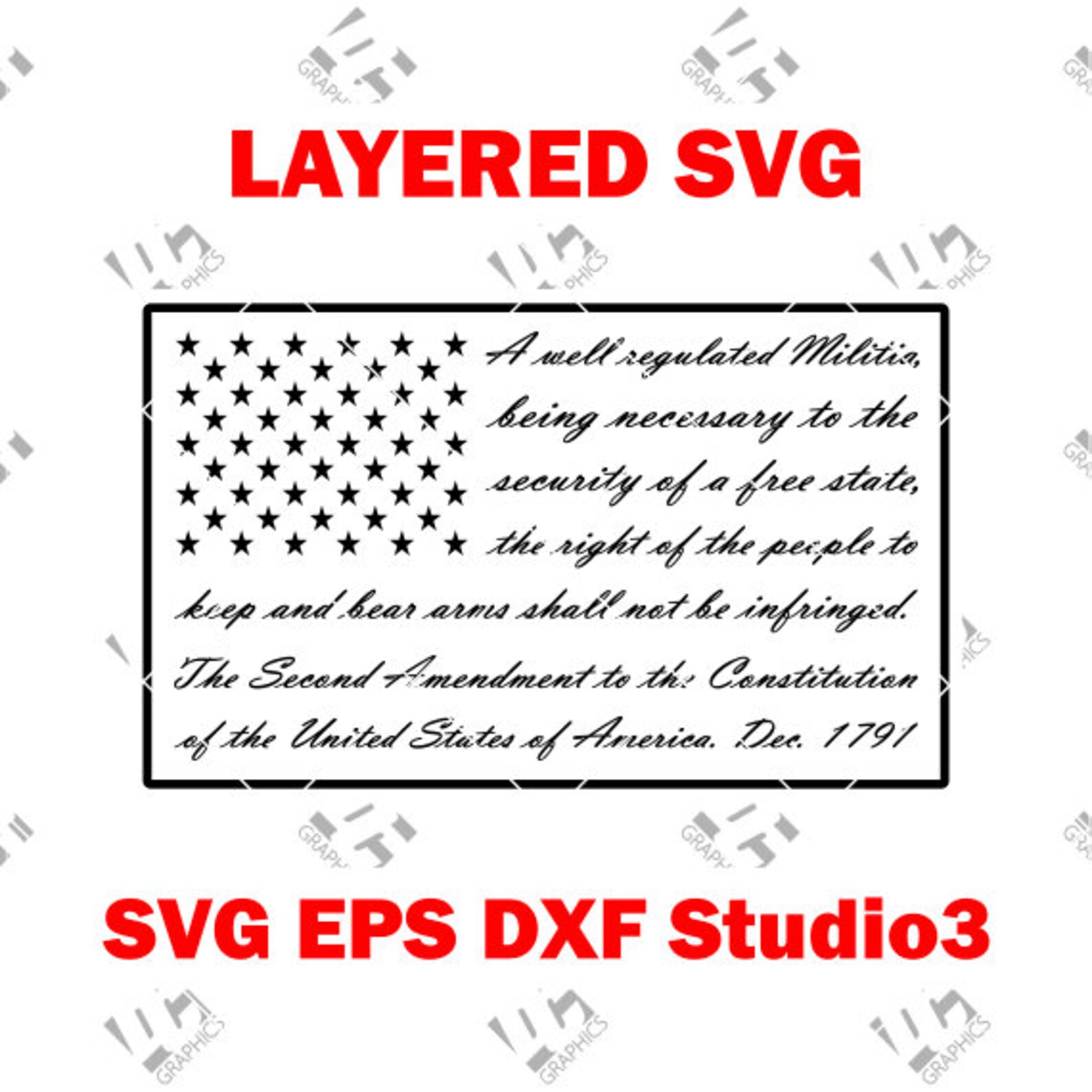 2nd / Second Amendment Flag Cutting File SVG EPS DXF and - Etsy