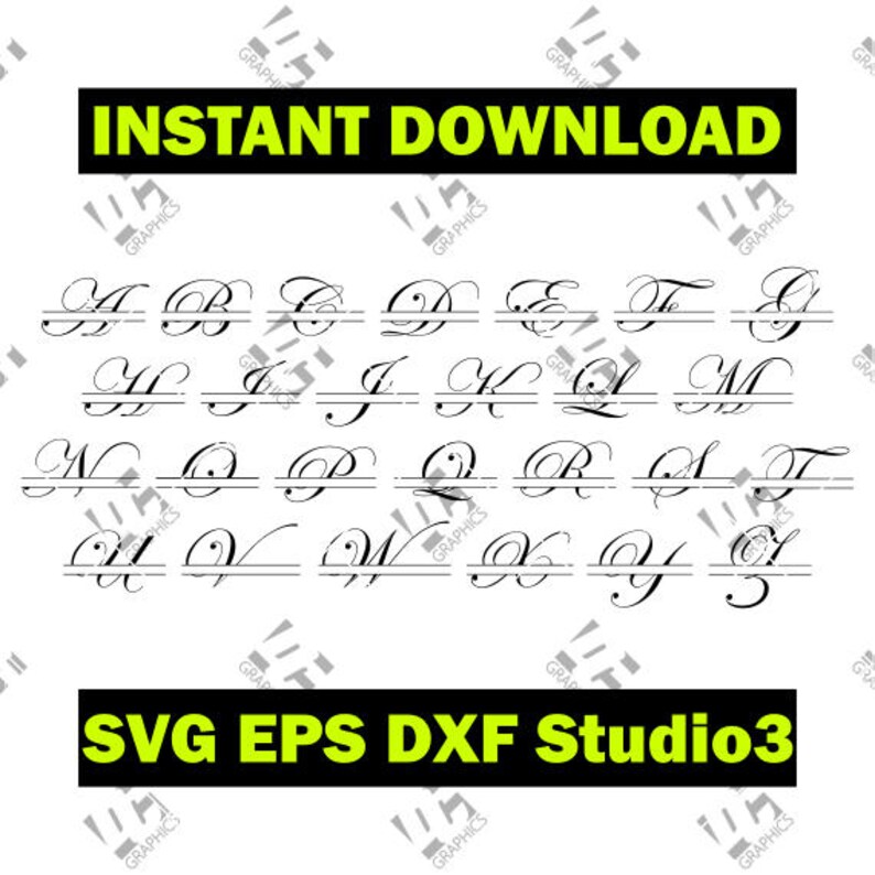Split Script Monogram Font Cutting File in SVG EPS DXF - Etsy