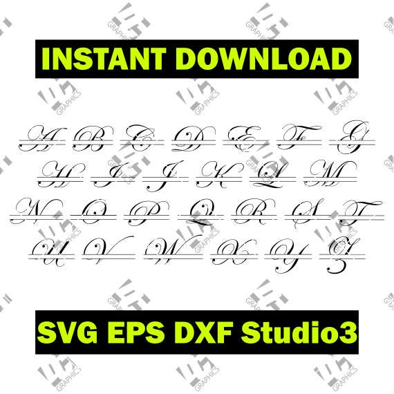 Split Script Monogram Font Cutting File in SVG EPS DXF - Etsy