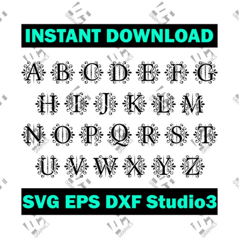 Vintage Regal Monogram Font Cutting File in SVG EPS DXF | Etsy