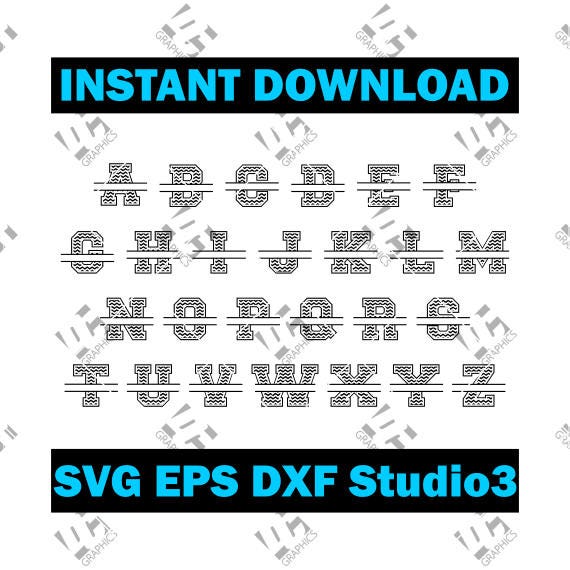 Varsity Chevron Split Monogram Alphabet Font Cutting File | Etsy