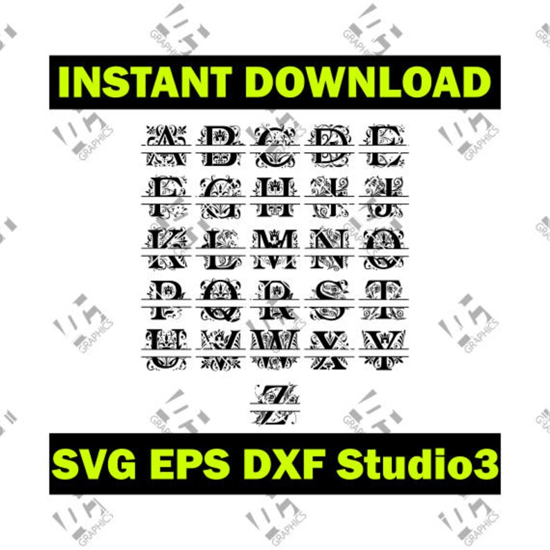 Split Regal Monogram Font Cutting File in SVG EPS DXF and - Etsy