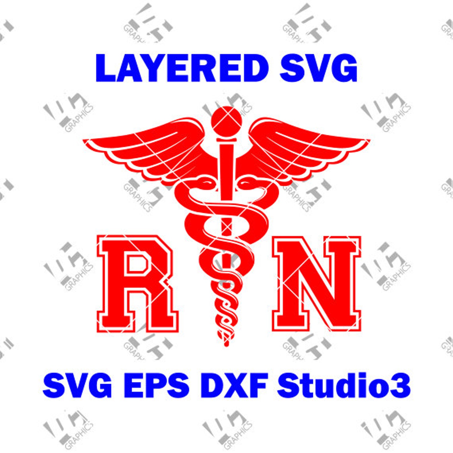 Registered Nurse RN Caduceus Cutting File Svg Eps Dxf - Etsy