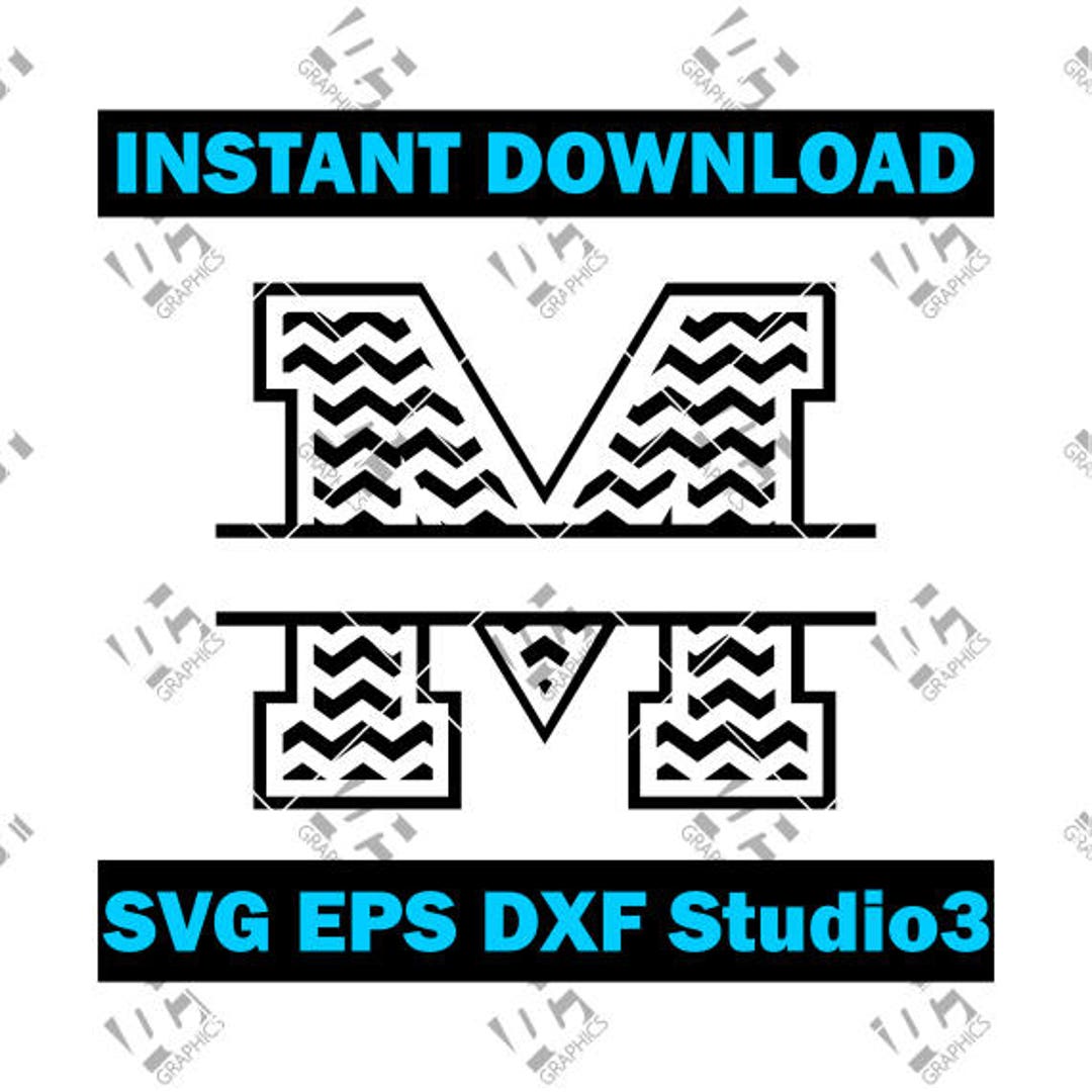 Varsity Chevron Split Monogram Alphabet Font - Cutting File SVG, EPS ...