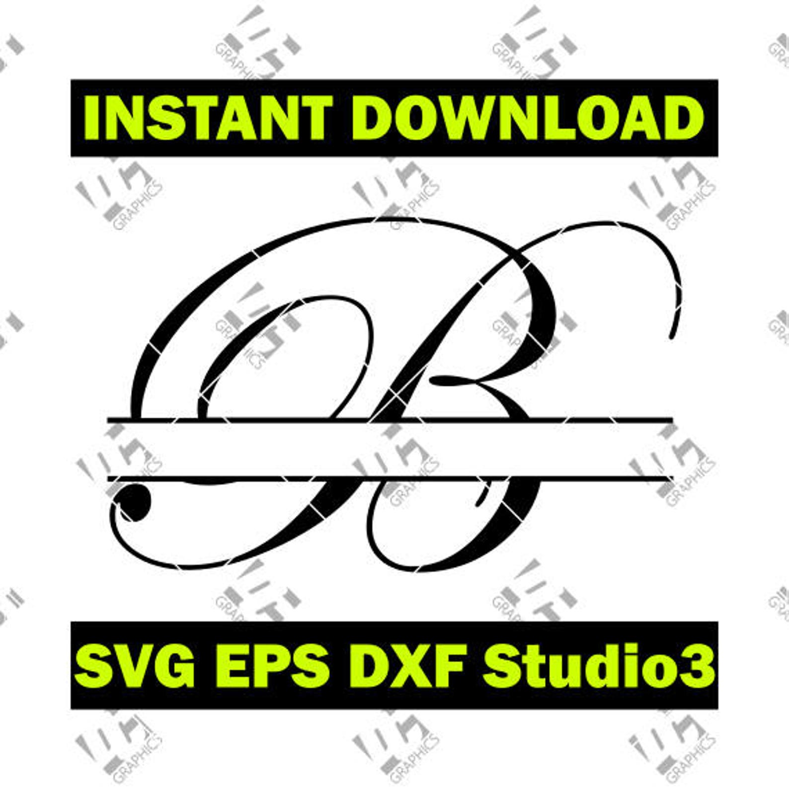 Split Script Monogram Font Cutting File in SVG EPS DXF | Etsy