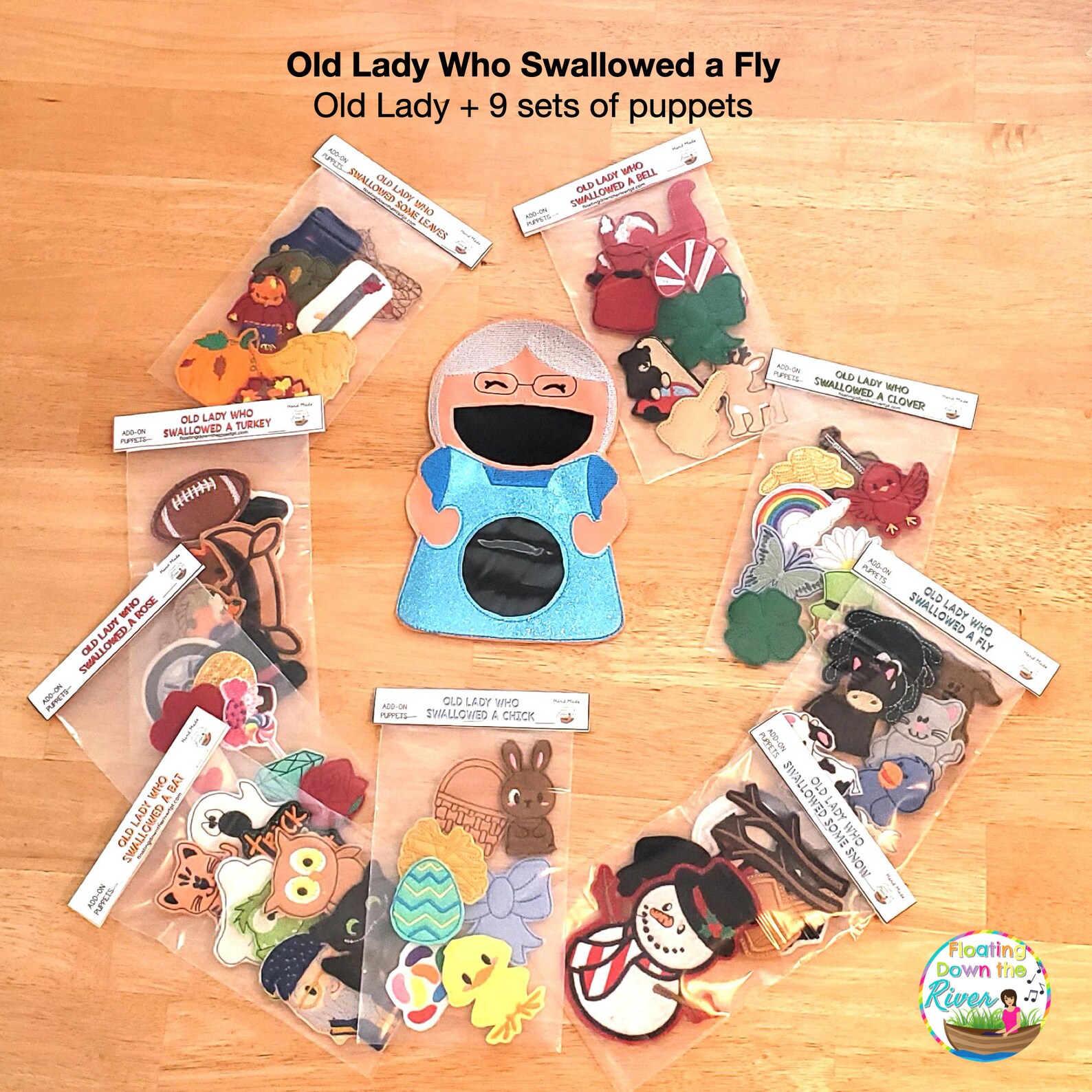 Old Lady Who Swallowed a Rose Puppets Made of Vinyl & Felt for - Etsy