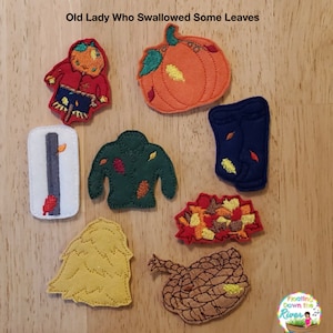 Old Lady Who Swallowed a Fly Puppets - Lady Plus 9, or 18 Finger Puppet ...