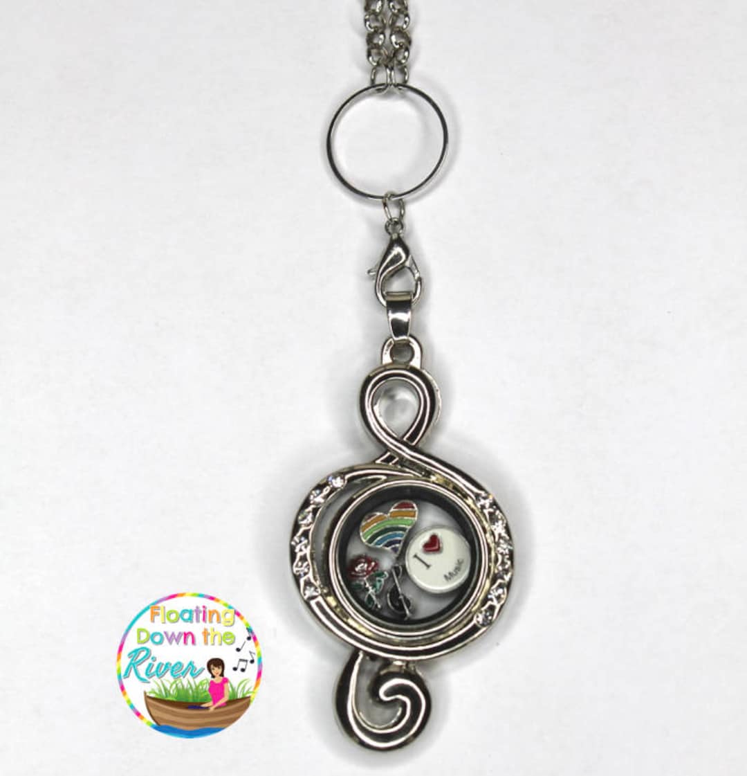 Floating Charm Locket Music Necklace, Birthstones Necklace, Musician ...