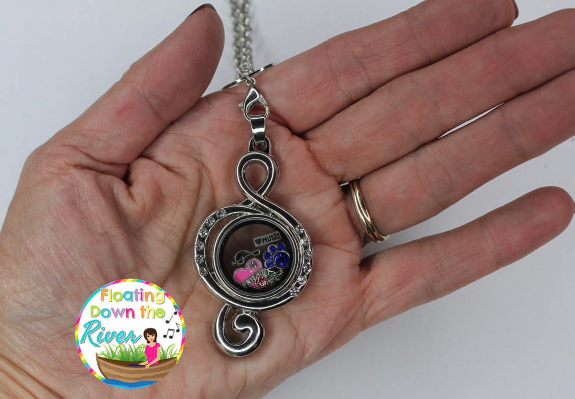 Floating Charm Locket Music Necklace Birthstones Necklace - Etsy