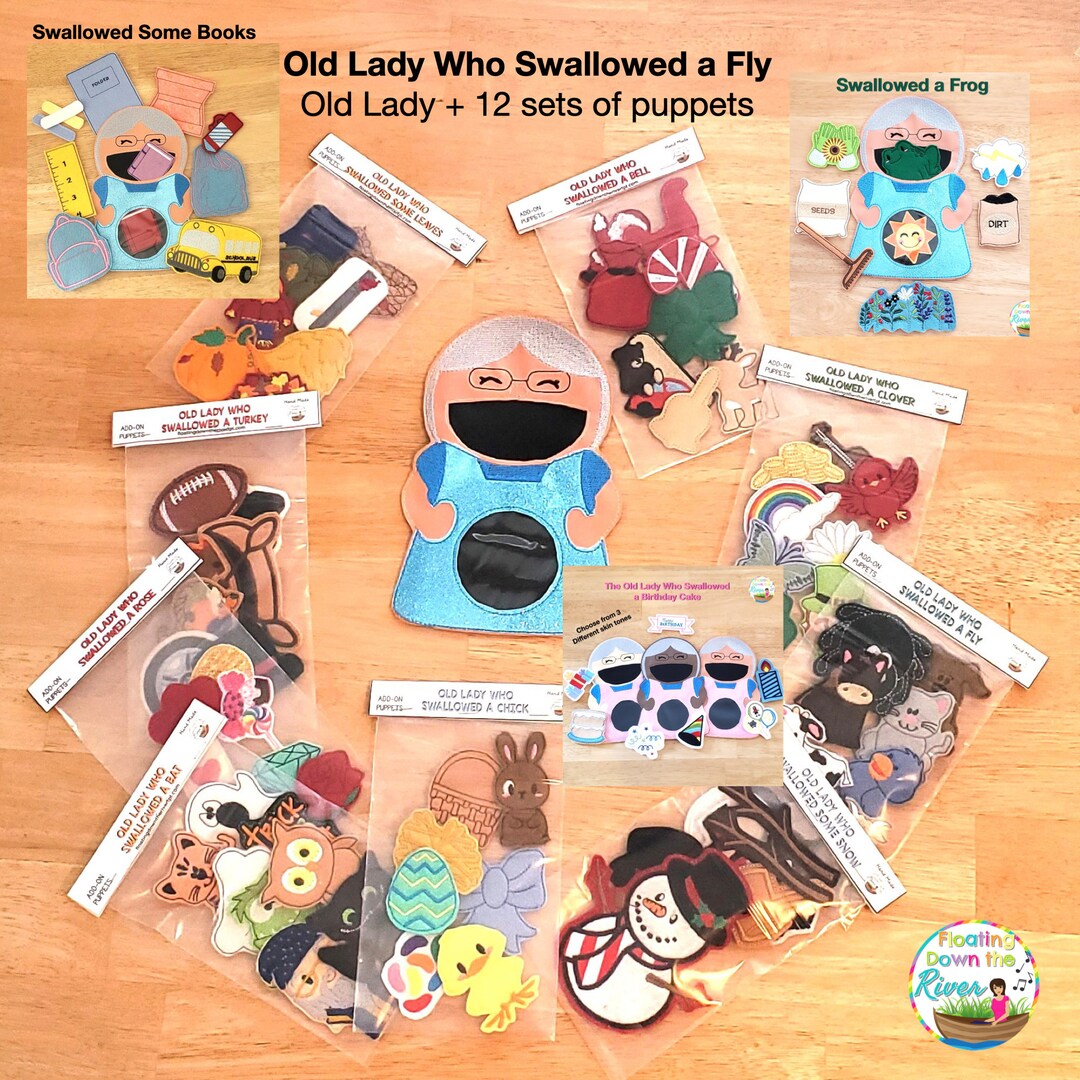 Old Lady Who Swallowed a Fly Puppets Lady Plus 6 or 12 Finger - Etsy