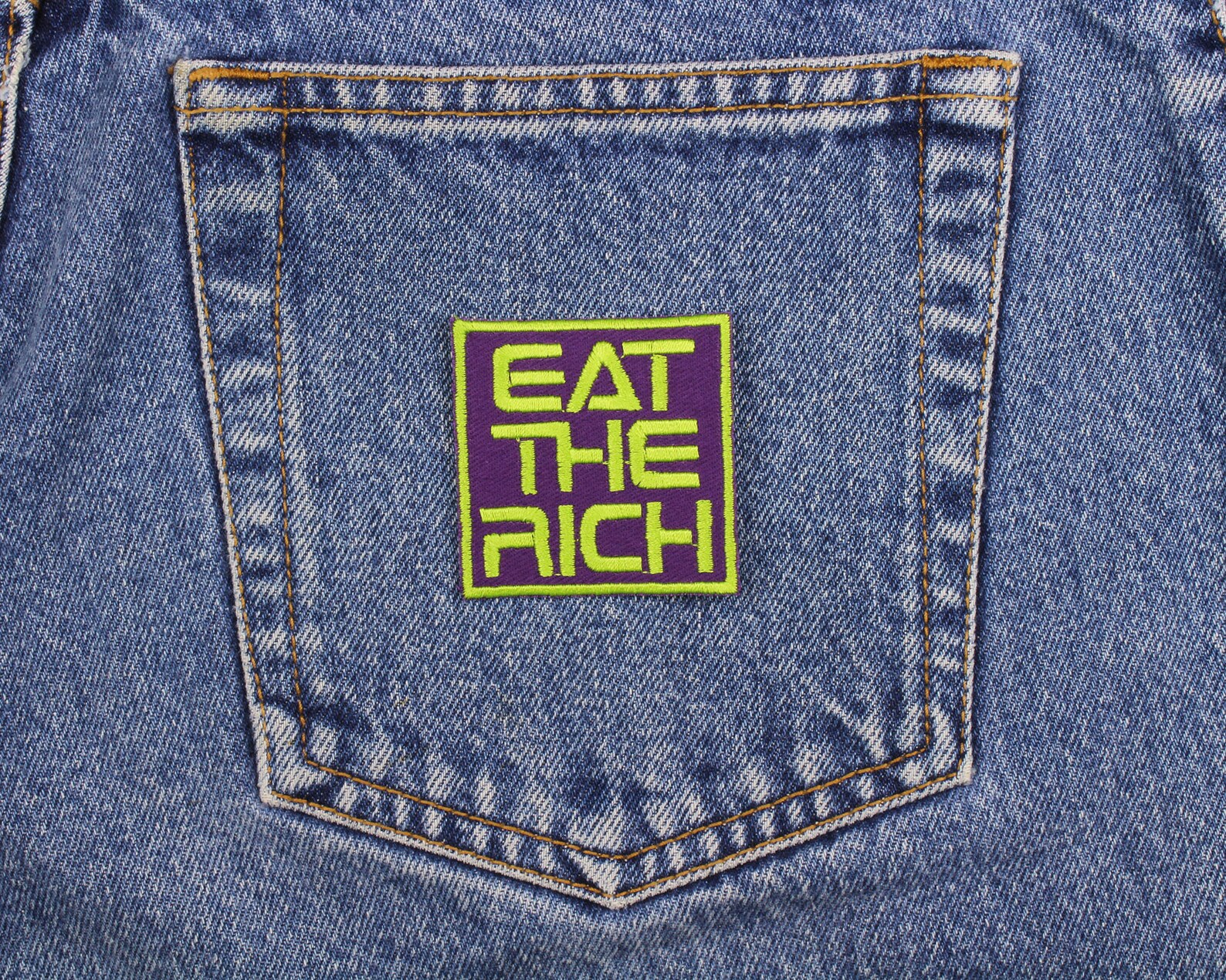 Eat the Rich Patch – Made in USA – 2" Square Embroidered Patches for ...