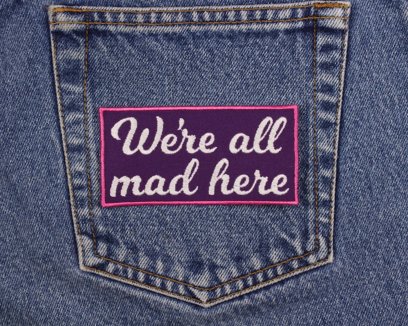 We're All Mad Here Patch – Made in USA – 4" X 2" Cheshire Cat Patch ...