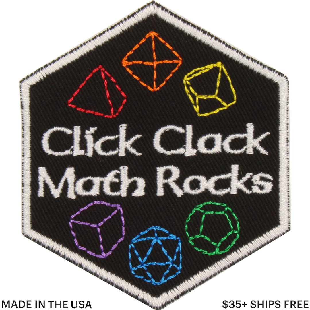 Click Clack Math Rocks Patch Made in USA 2.5 X 3 Dice Collector Patches ...