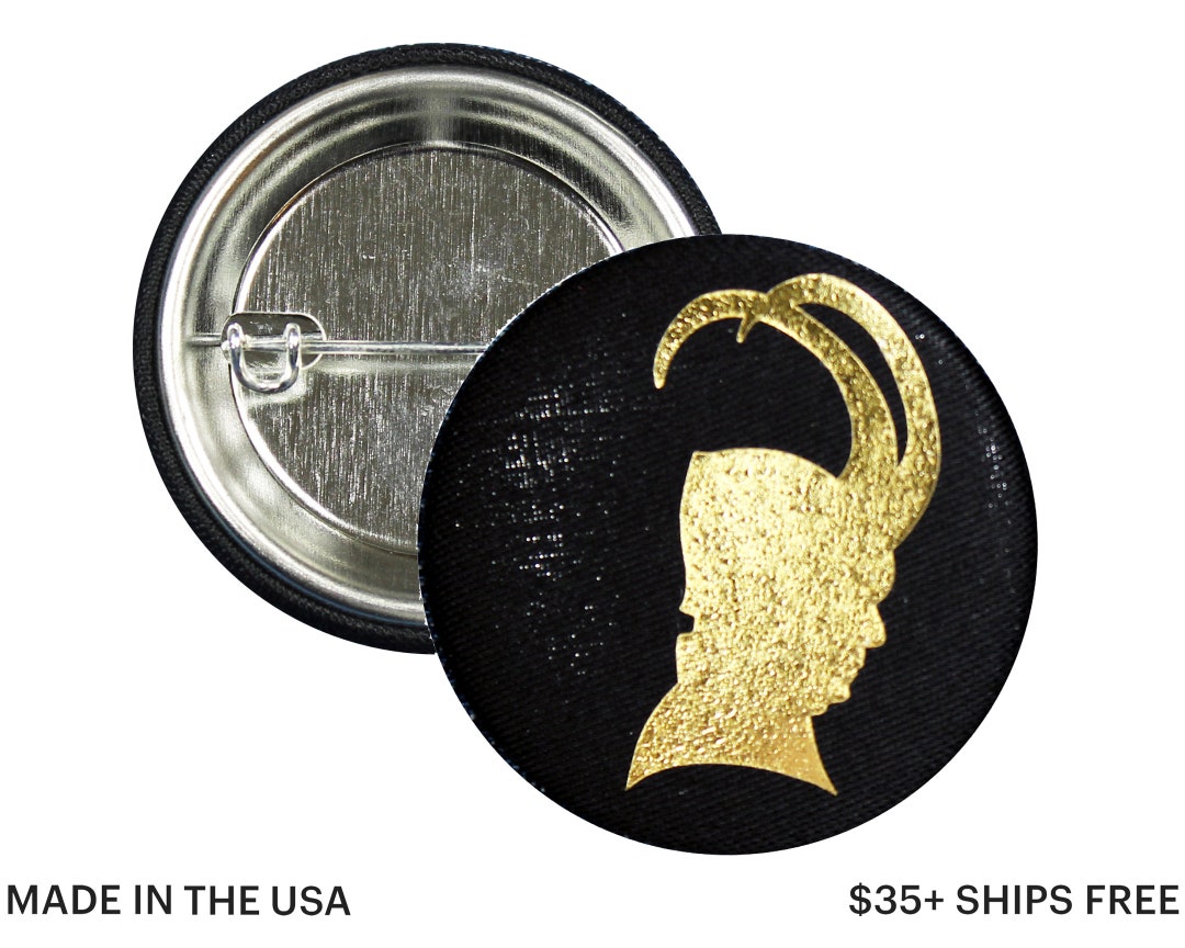 1.5 Norse God Loki Button Made in USA Gold Loki Pin - Etsy