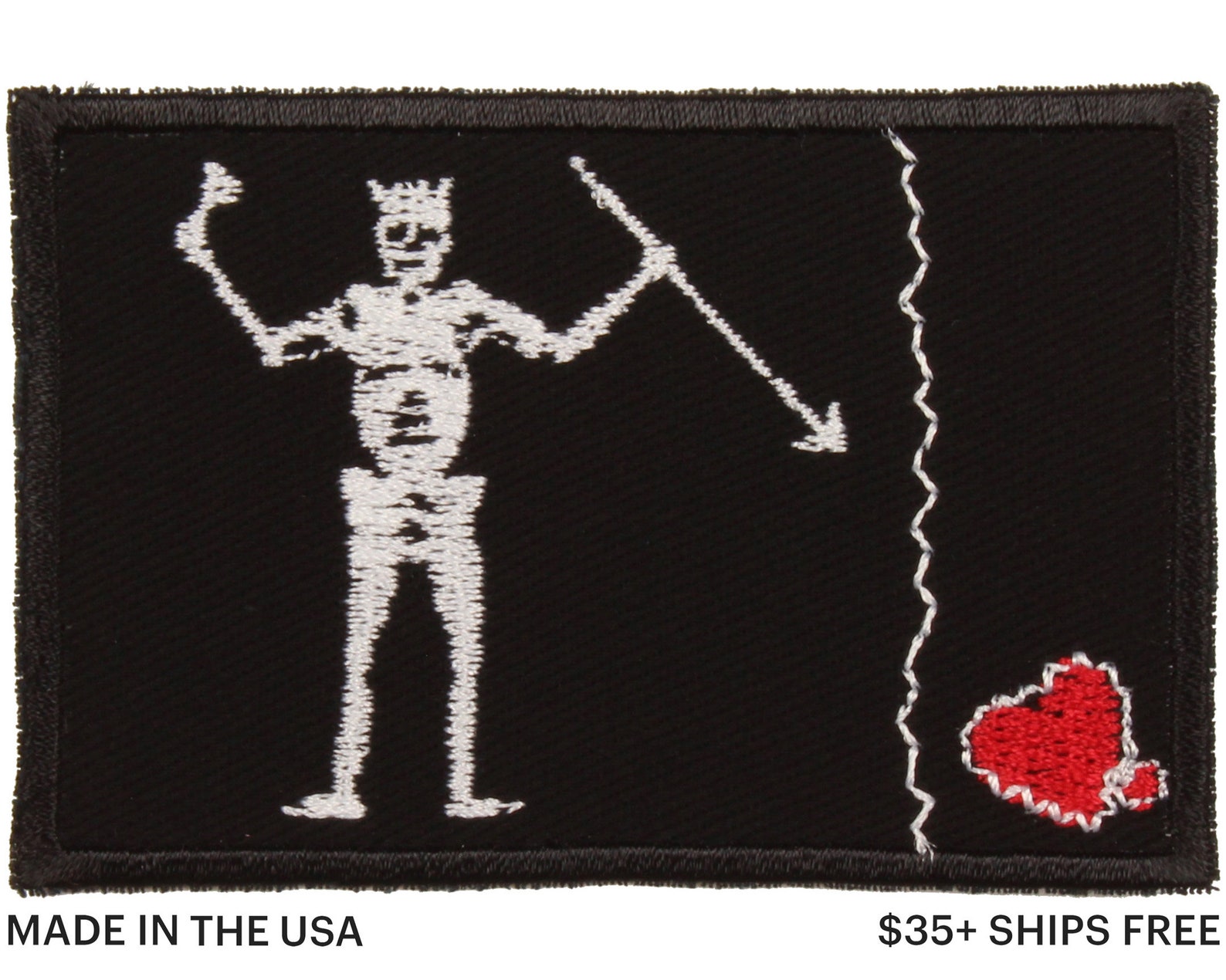 Broken Hearted Blackbeard Flag Patch Made in USA 2 X - Etsy