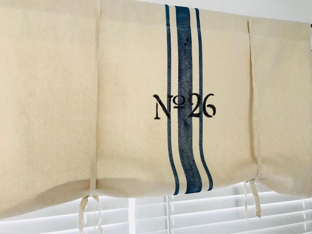 Grain Sack Inspired Farmhouse Valance - Farmhouse Curtains - Feed Sack ...